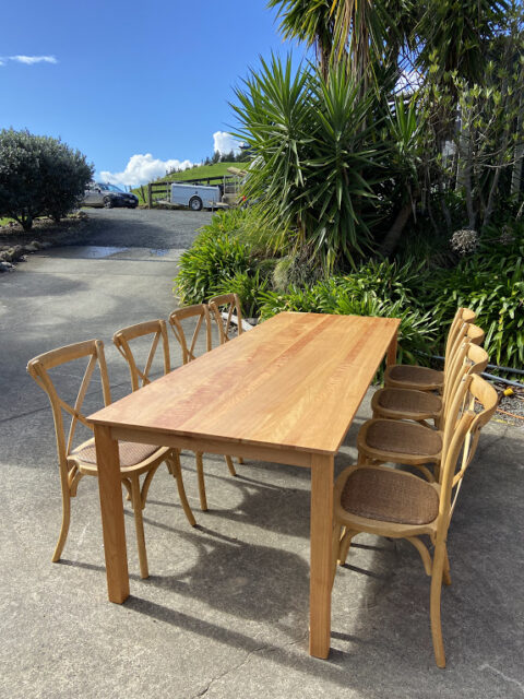 Macrocarpa Dining Table – 2.4m x 900mm - Peninsula Party Hire